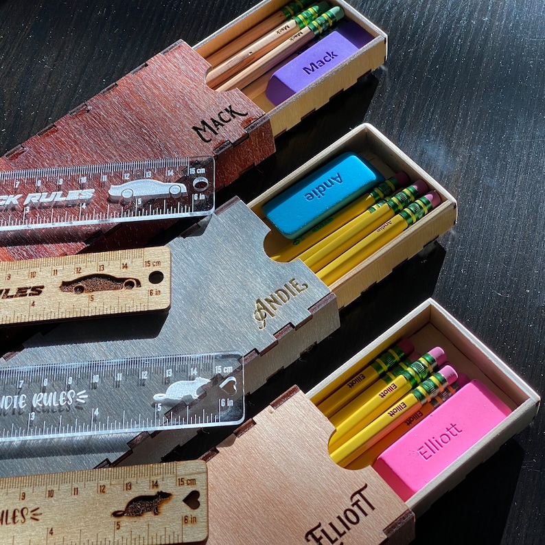 Personalized Handmade Wooden Pencil Box Pencil Box With Drawer Back to ...