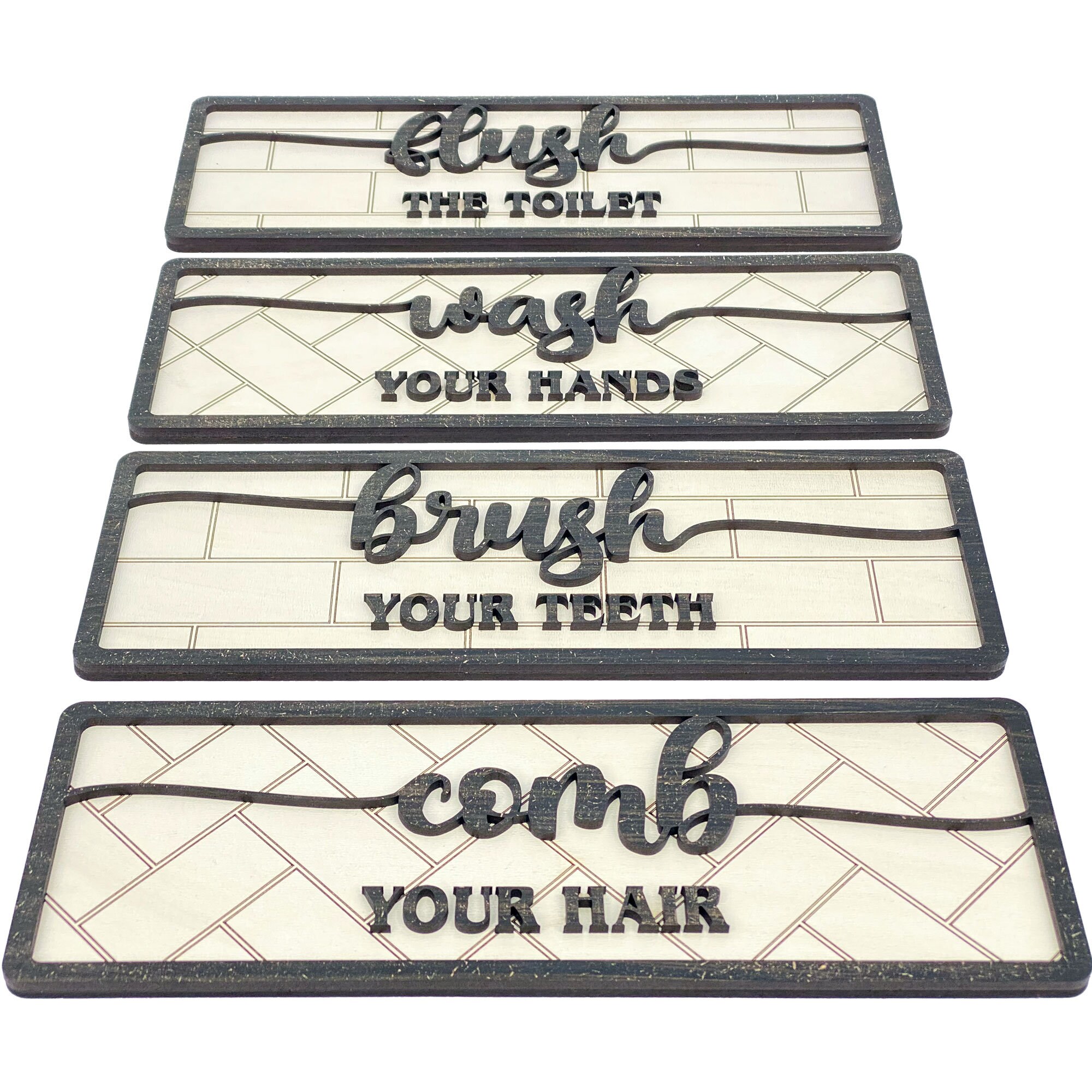 Bathroom Sign Wash Your Hands Sign Brush Your Teeth Sign - Etsy