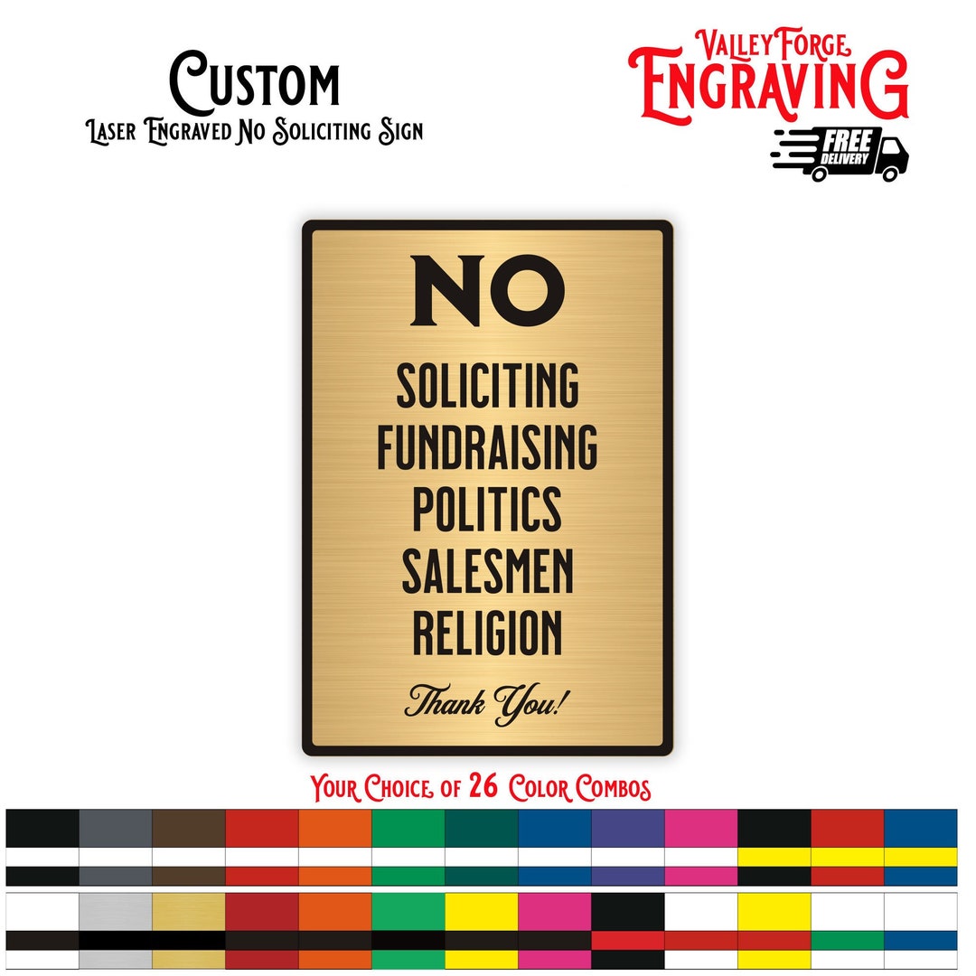 Custom Indoor/outdoor No Soliciting Sign, No Soliciting Fundraising ...
