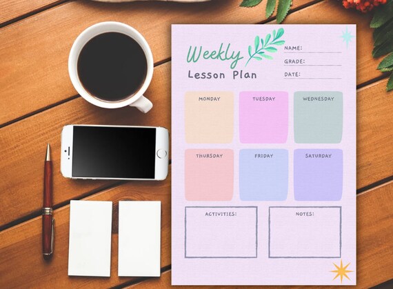 Weekly Lesson Plan Printable Planner Planner Set Planner - Etsy
