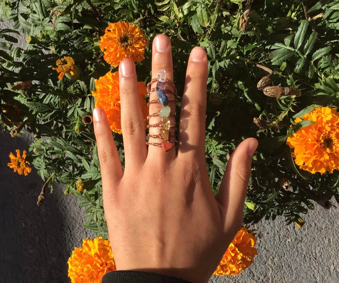7 Chakra Wire Rings, Chakra Ring Set, Chakra Rings, Wire Wrapped Rings ...