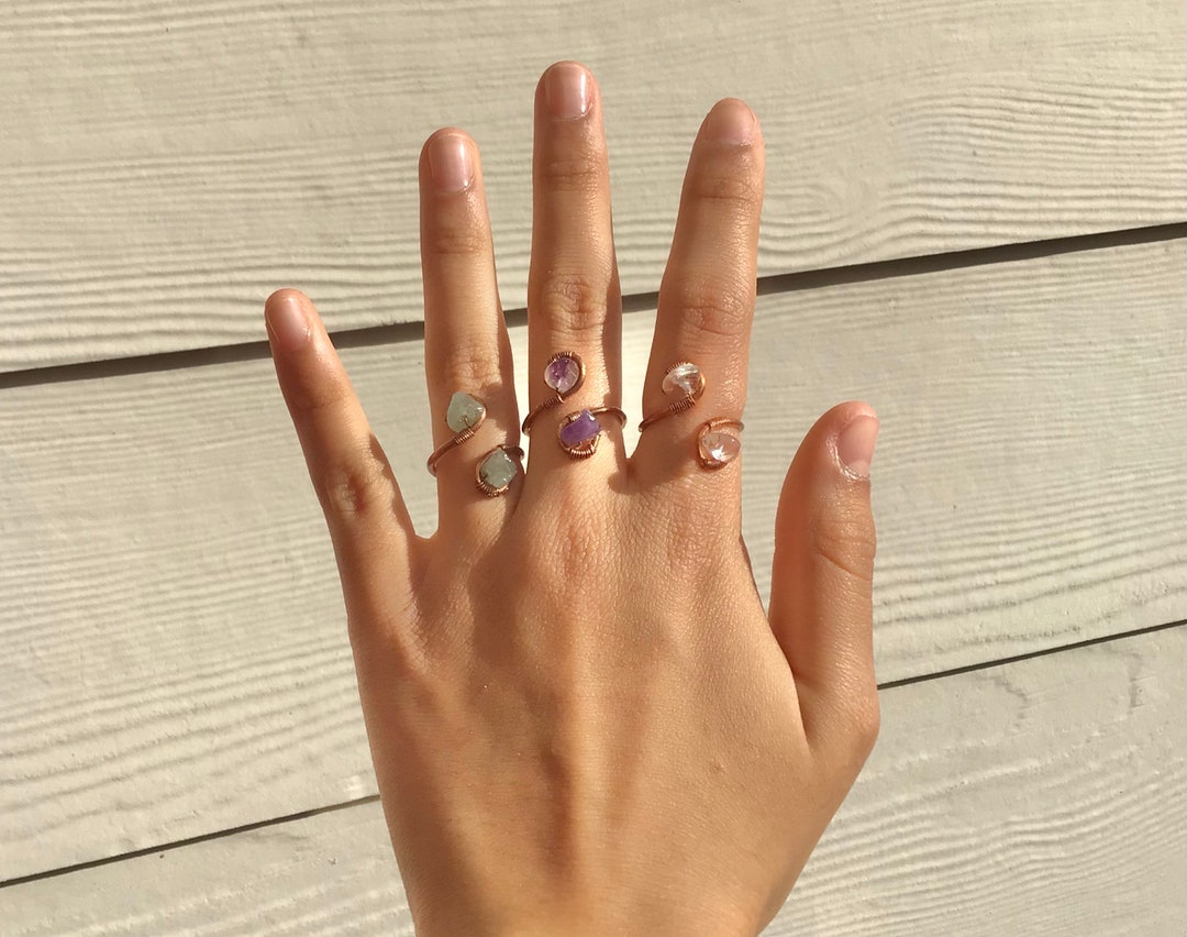 Adjustable Wire Ring, Wire Wrapped Crystal Ring, Crystal Ring, - Etsy