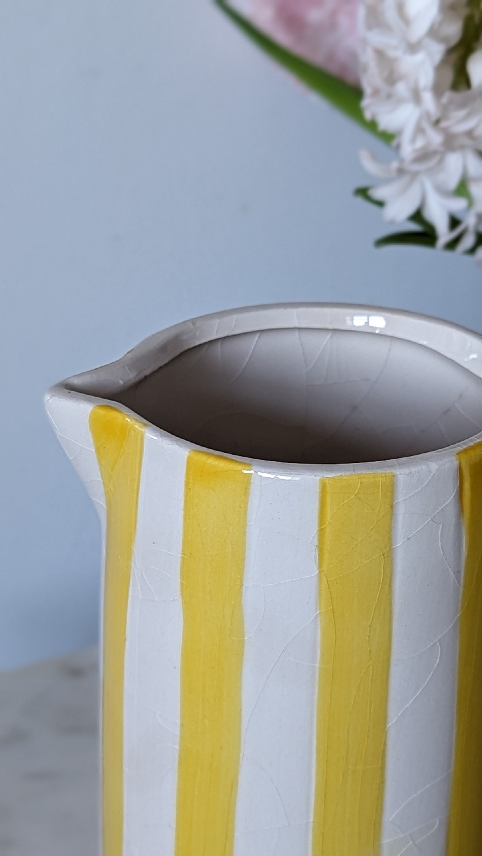 Vintage Large Yellow Stripe Ceramic Jug - Etsy