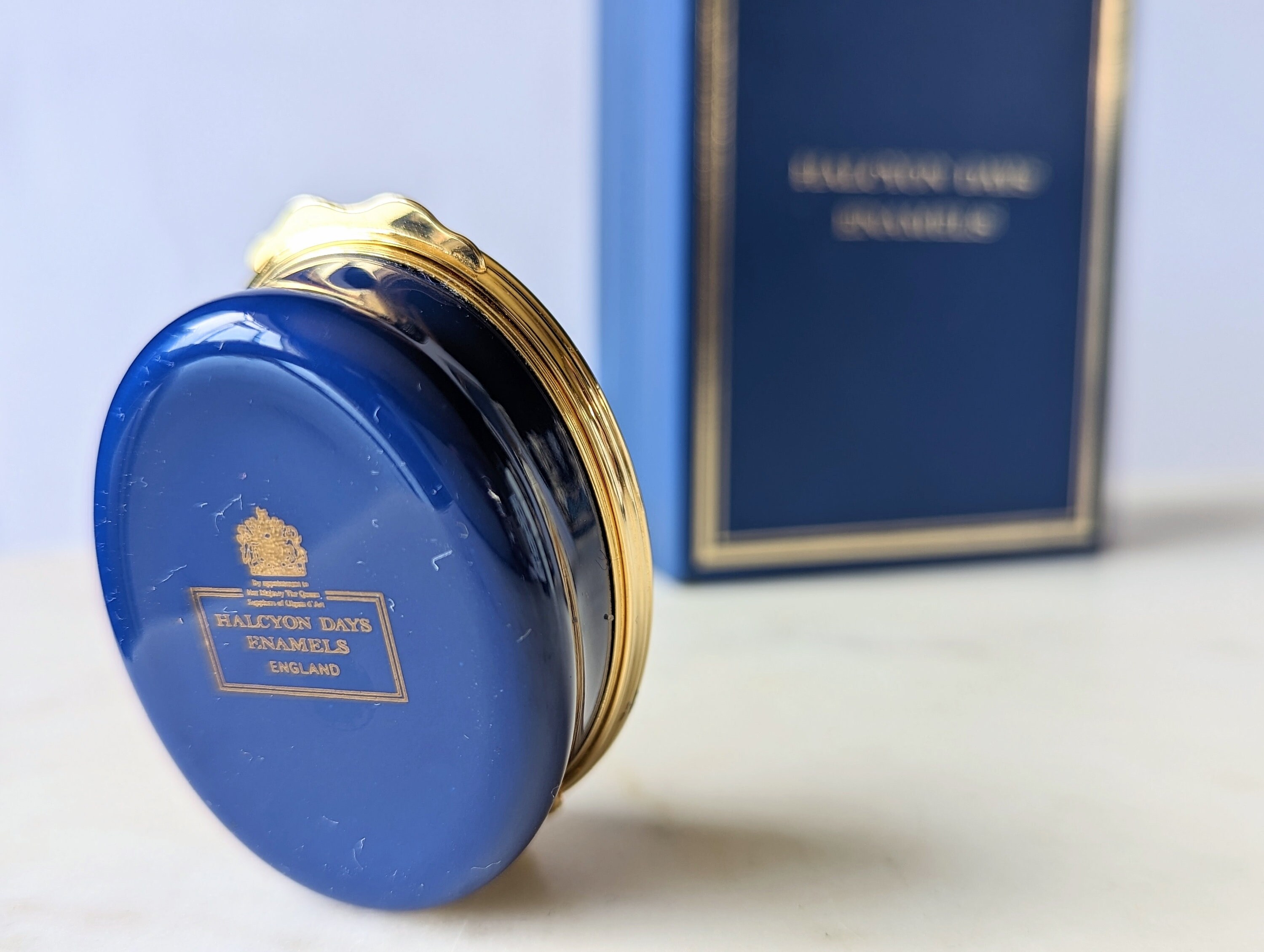 Antique Halcyon Days Enamels Blue and Gold Illustrated Gift Box - Etsy