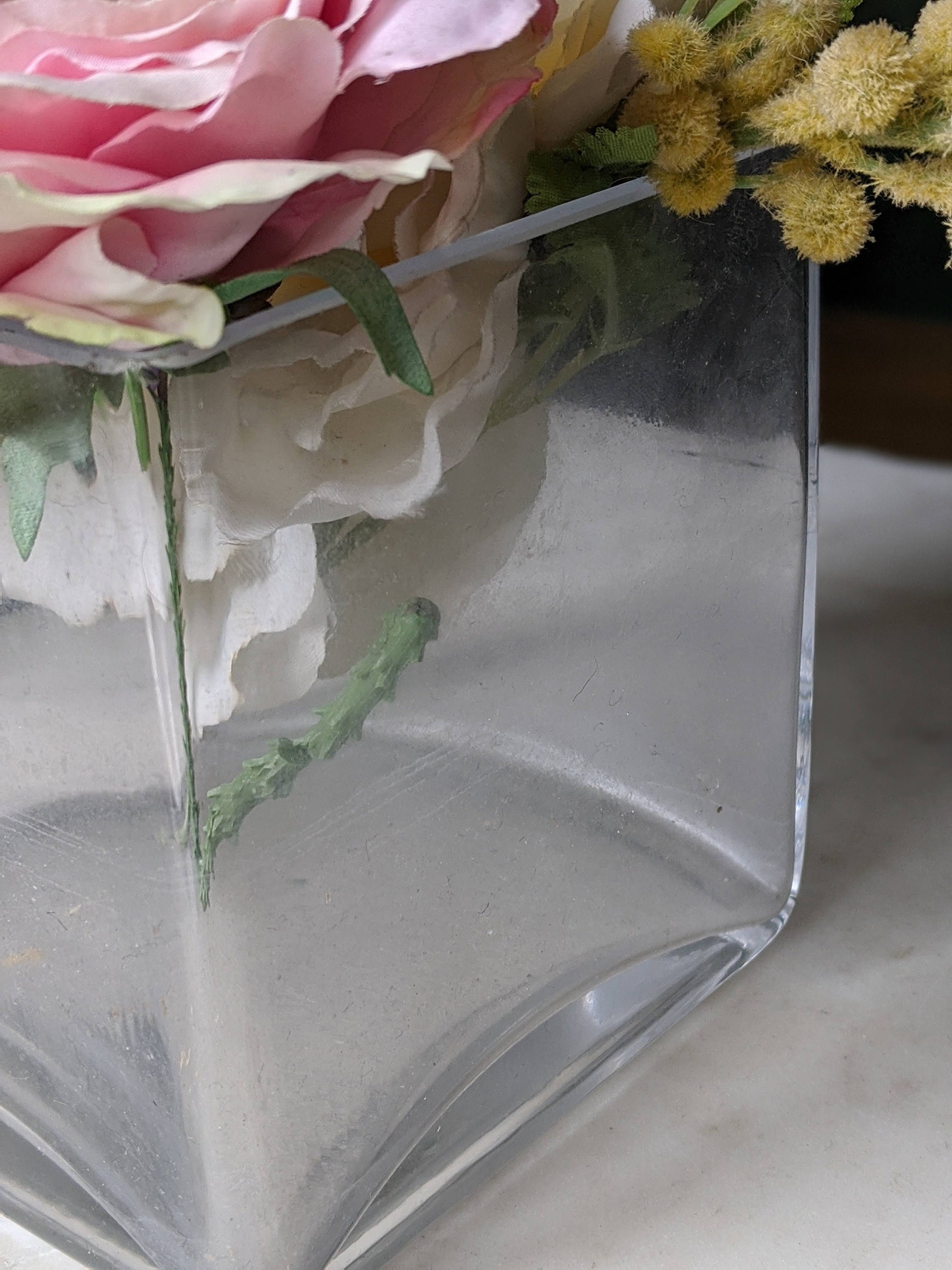 Square Clear Glass Vase Cube Vases Table Decor Vase Stem - Etsy