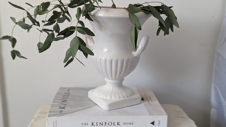 Vintage Large Ceramic White Urn Vase - Etsy UK