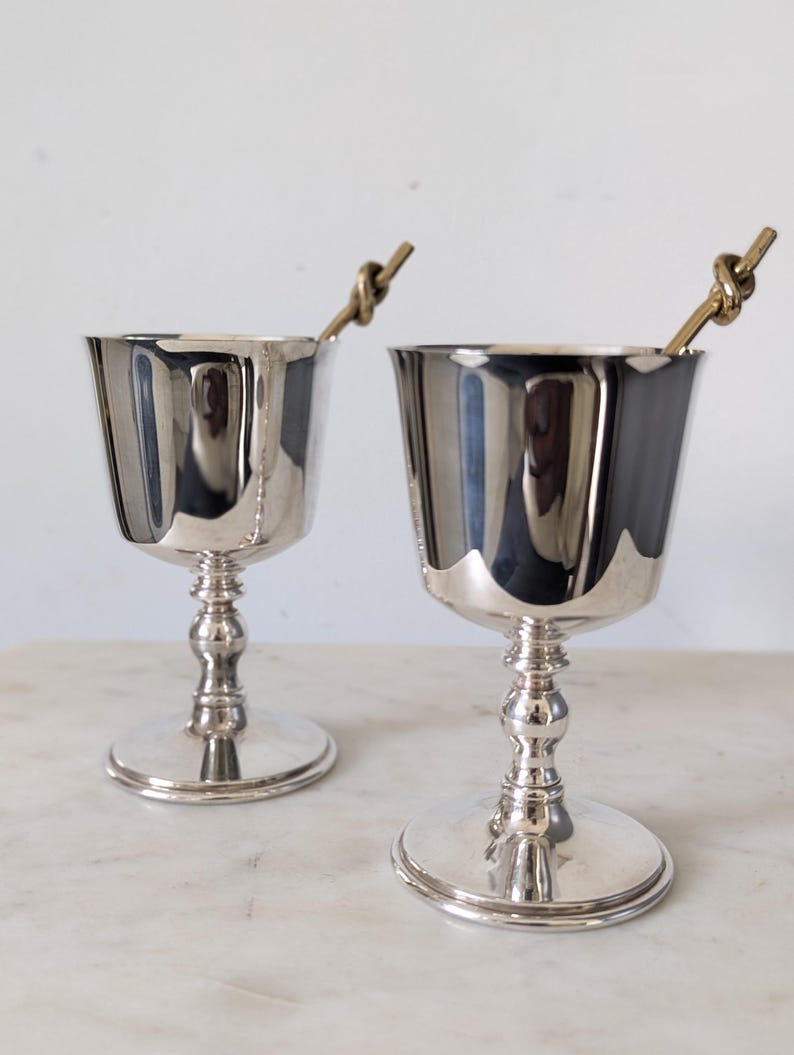 Vintage Silver Plated Wine and Sherry Goblet, Silver Plate Chalice Cups ...