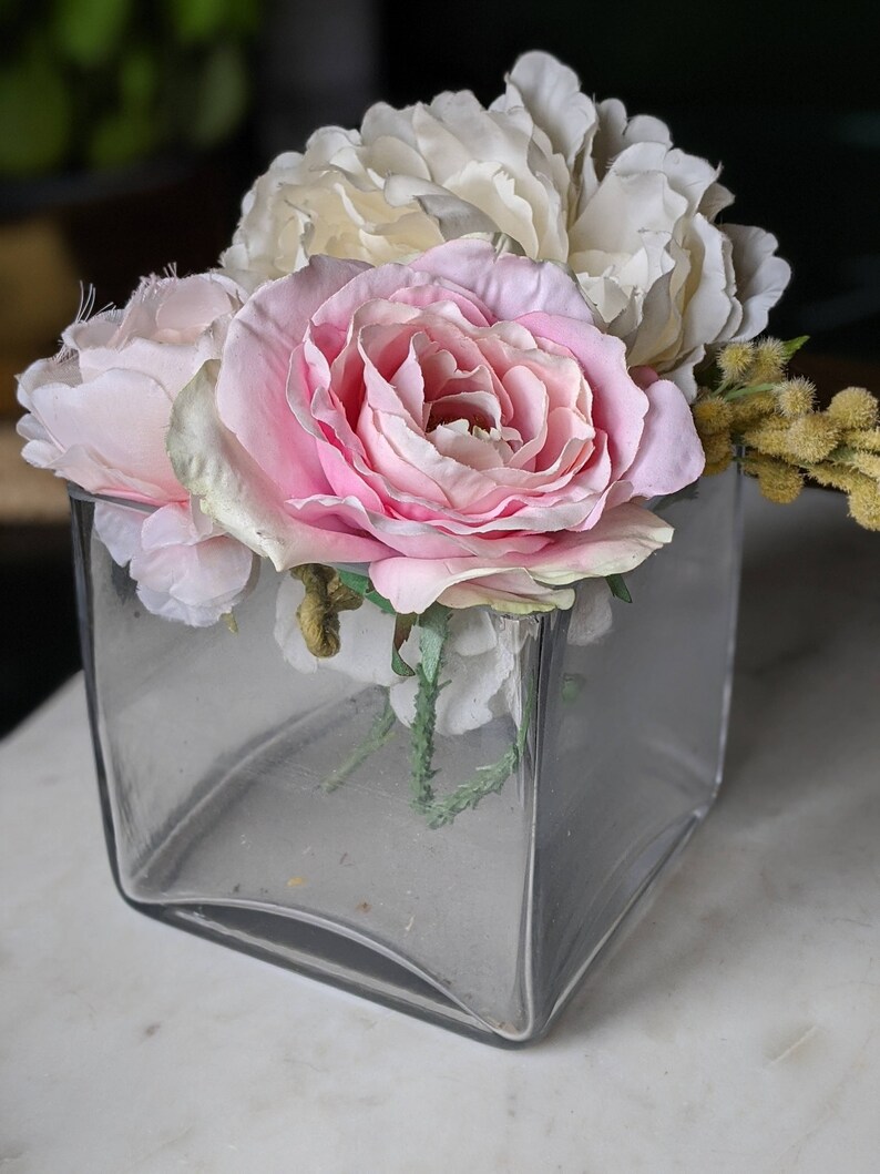 Square Clear Glass Vase Cube Vases Table Decor Vase Stem - Etsy