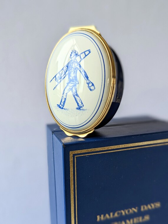 Antique Halcyon Days Enamels Blue and Gold Illustrate… - Gem