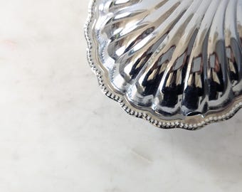 Vintage Silver Plate EPNS Glass Line Shell Butter Dish Antique Silver ...