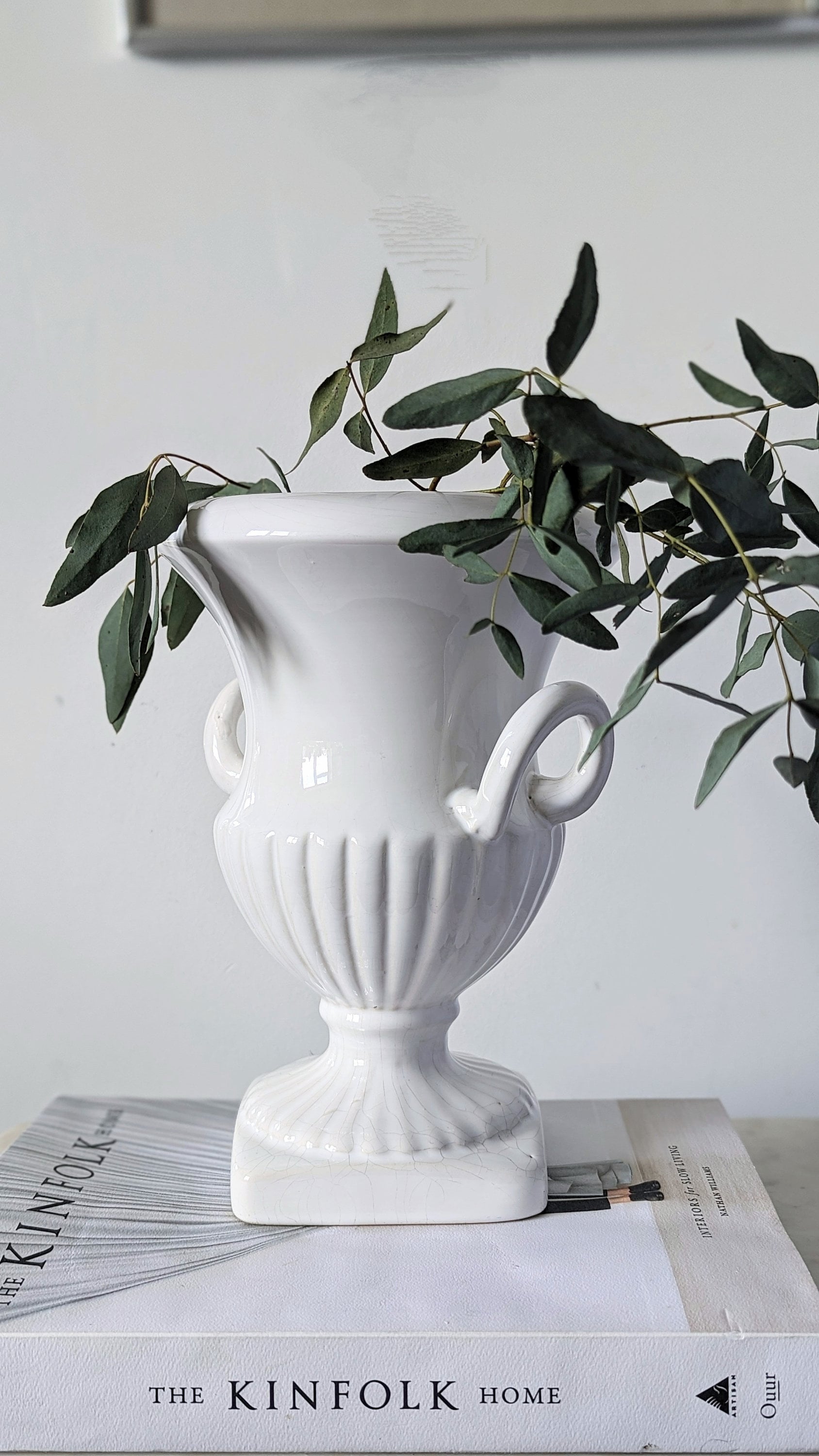 Vintage Large Ceramic White Urn Vase - Etsy UK