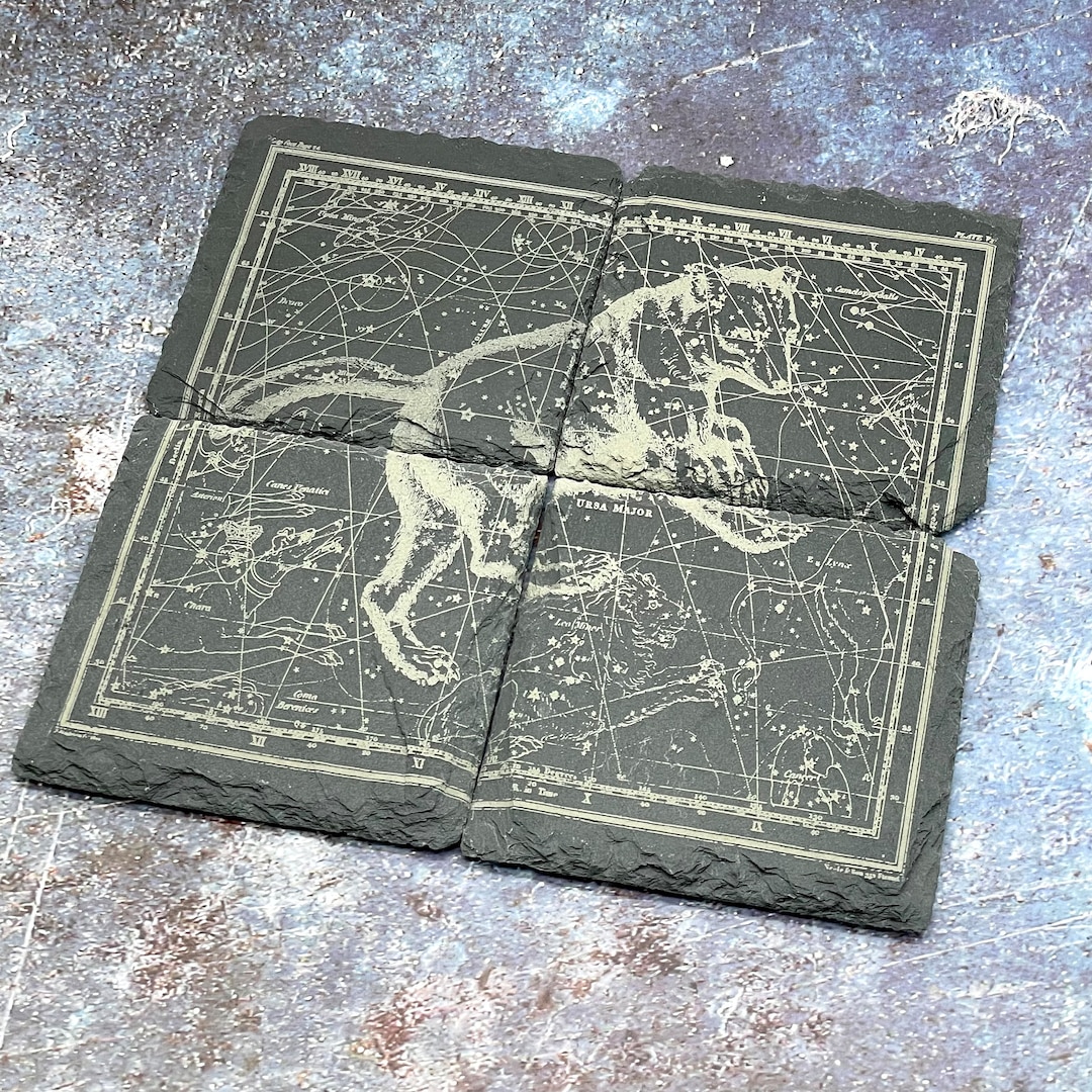 Vintage Star Chart ursa Major Engraved on Slate Coaster Set - Etsy
