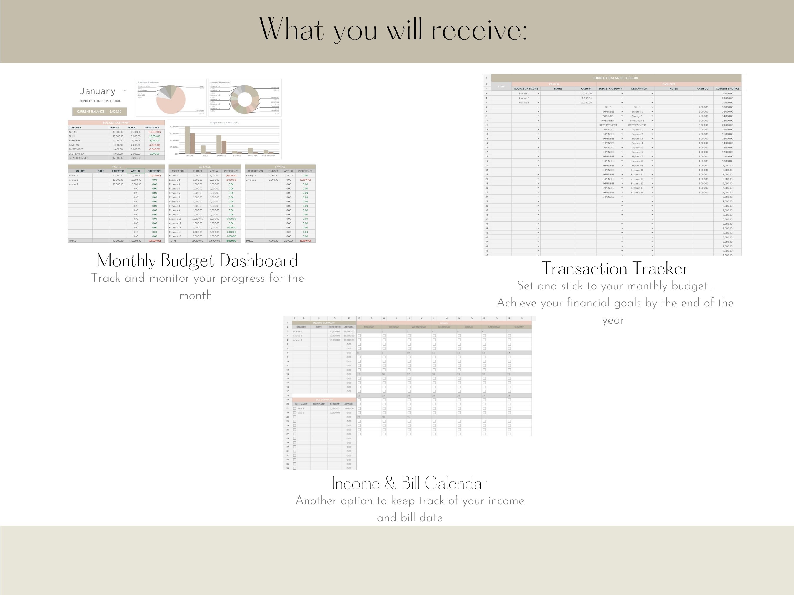 Monthly Budget Spreadsheet Expense Tracker Spreadsheet - Etsy