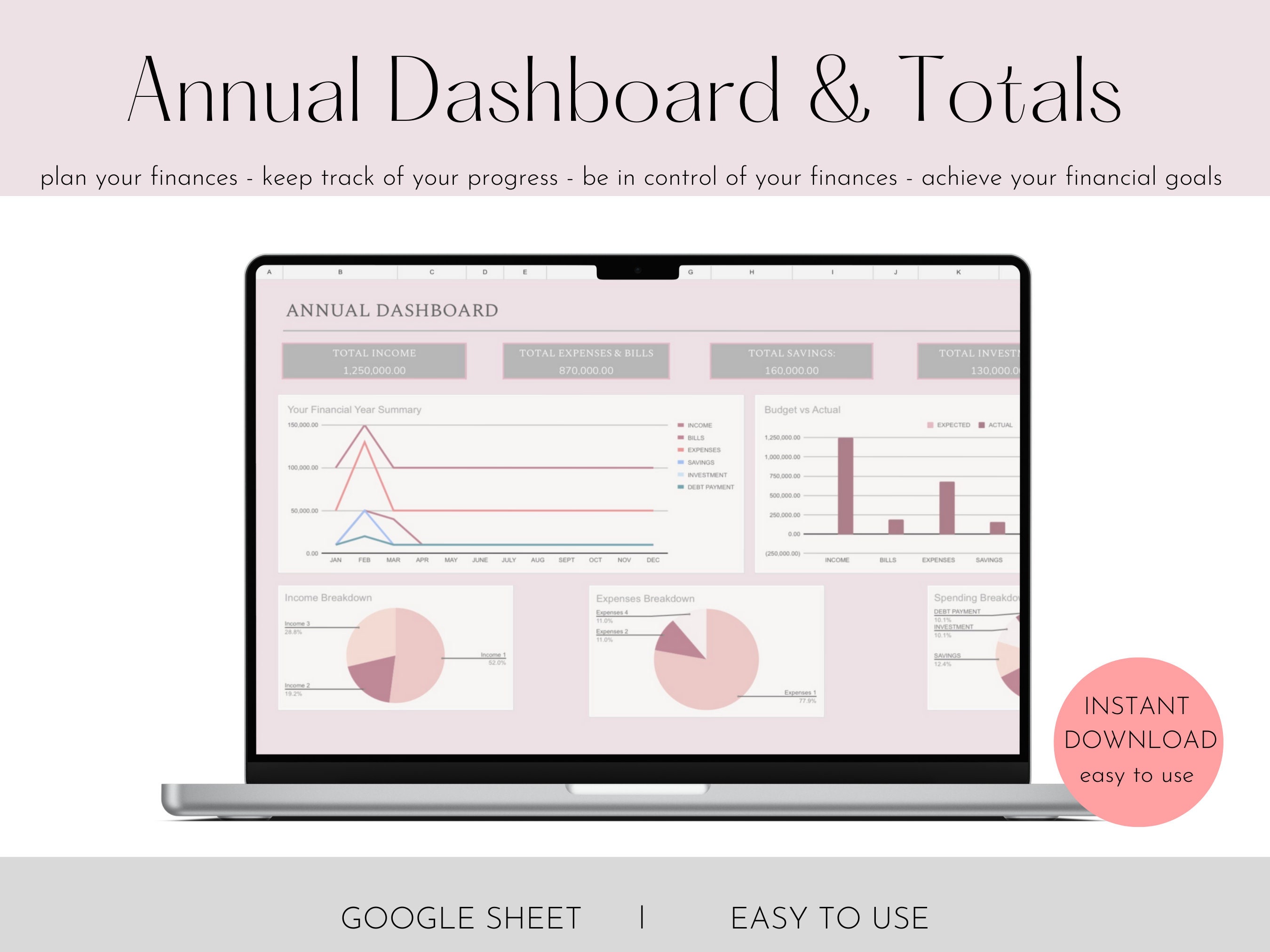 Annual Overview Spreadsheet for Google Sheets Annual - Etsy