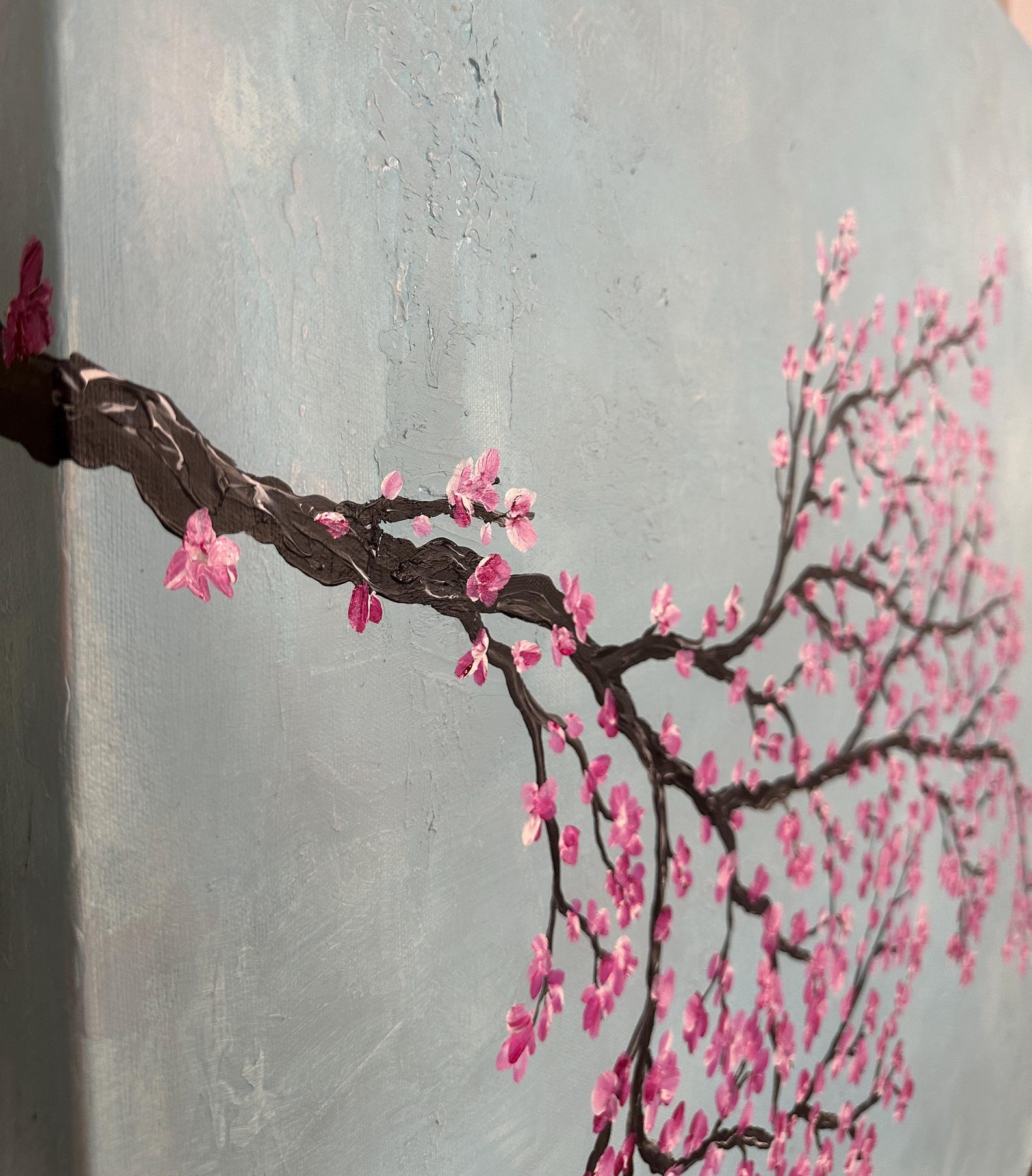 Japanese Cherry Blossom Painting - Sakura Wall Art - Pink Flower Art ...