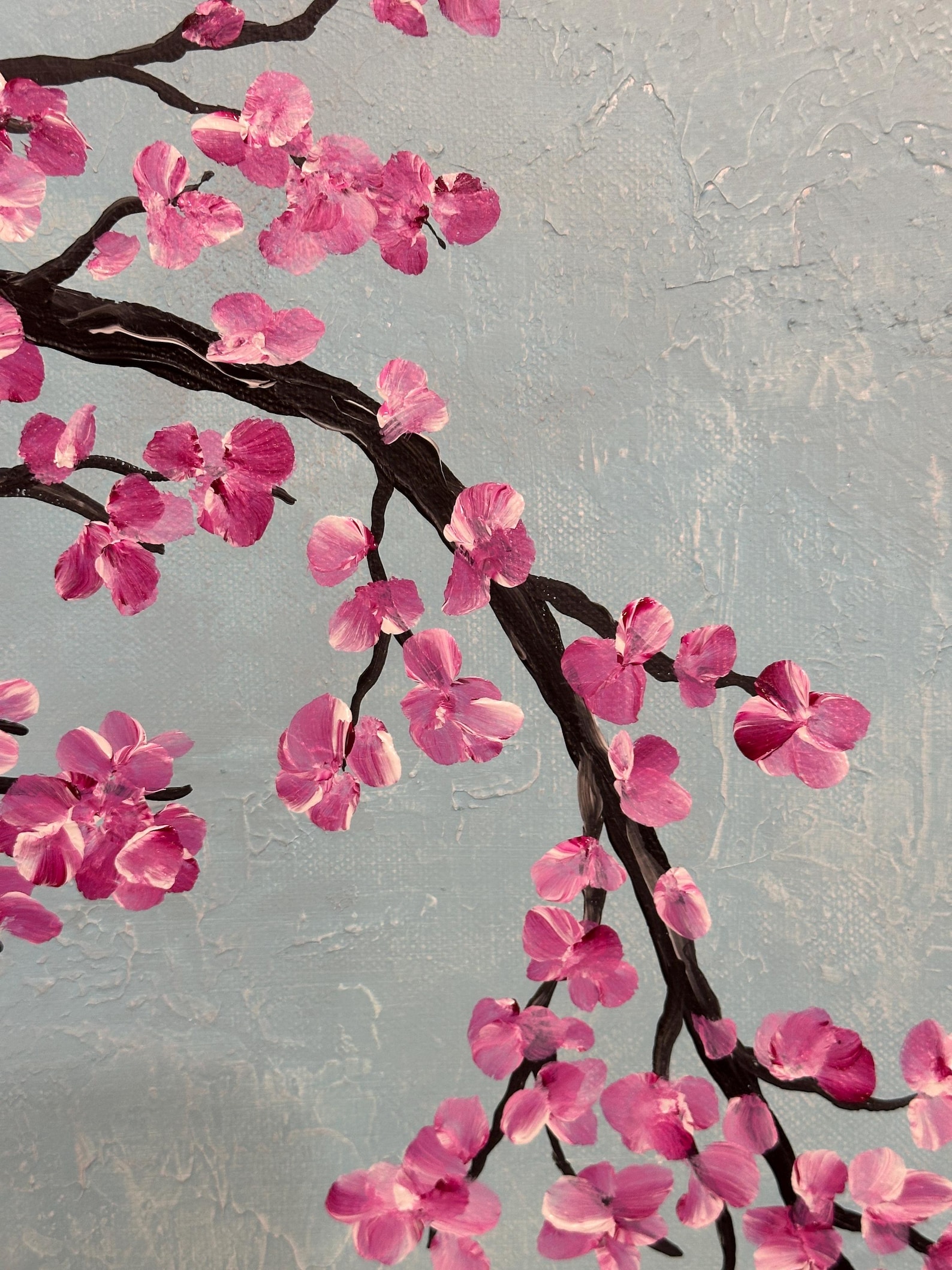 Japanese Cherry Blossom Painting - Sakura Wall Art - Pink Flower Art ...