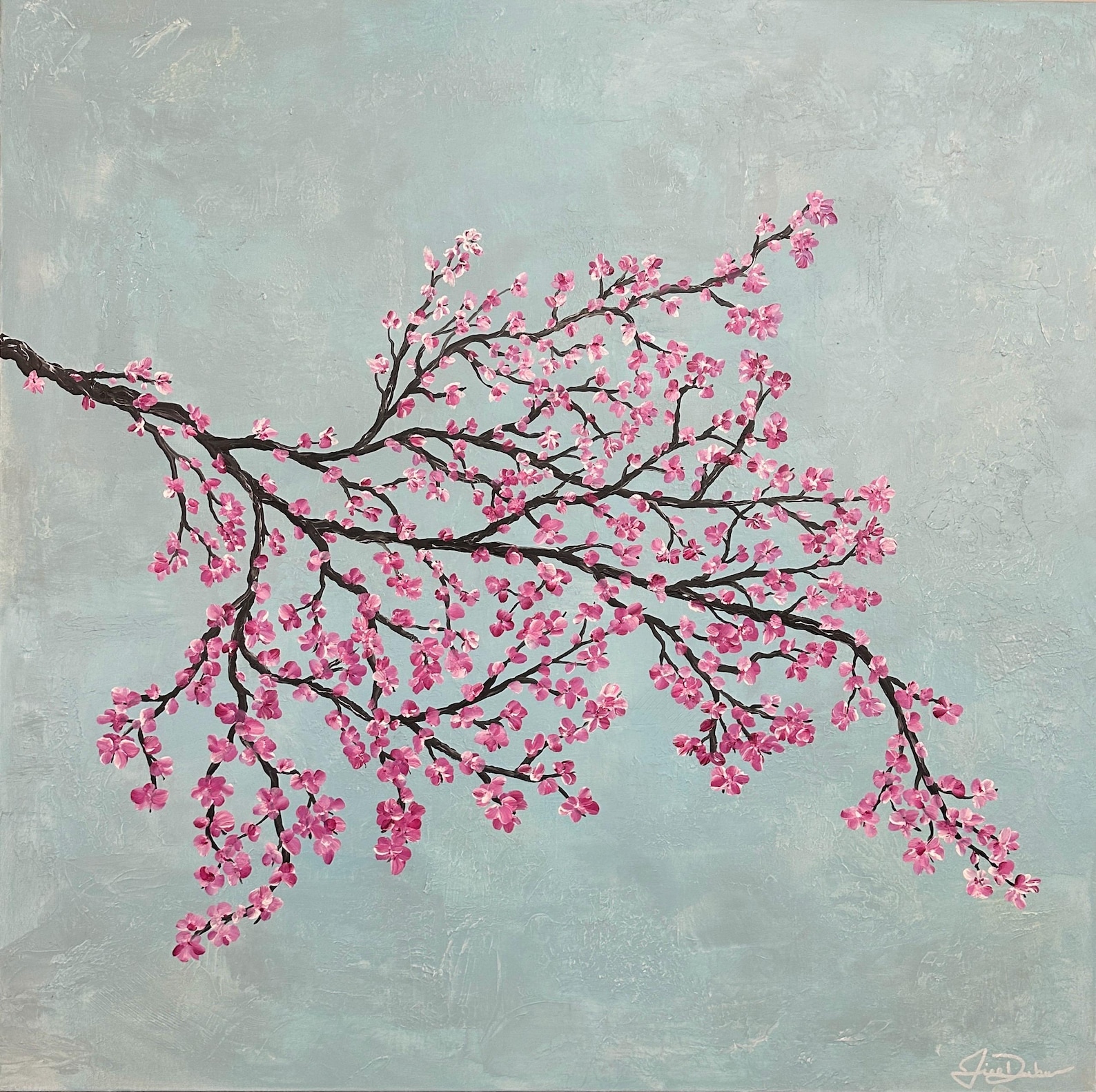 Japanese Cherry Blossom Painting - Sakura Wall Art - Pink Flower Art ...