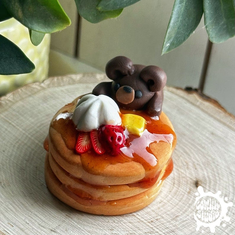 Strawberry Maple Munchkin, the Bear Polymer Clay Desk Friend - Etsy