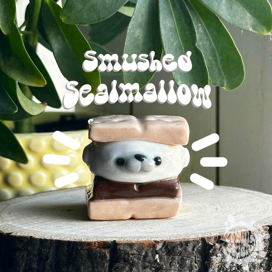 Smushed Sealmallow, the Smores Seal Clay Desk Friend - Etsy