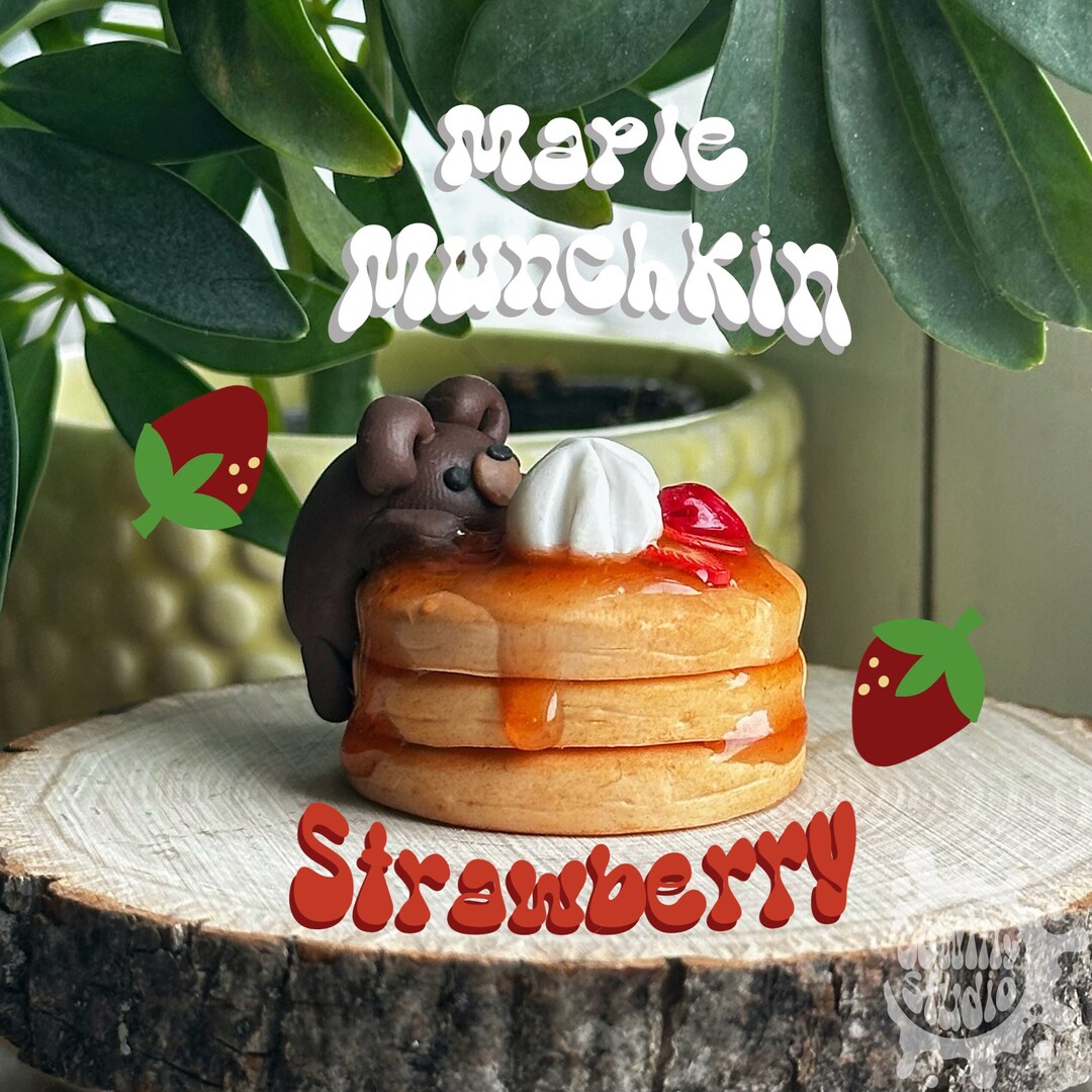 Strawberry Maple Munchkin, the Bear Polymer Clay Desk Friend - Etsy