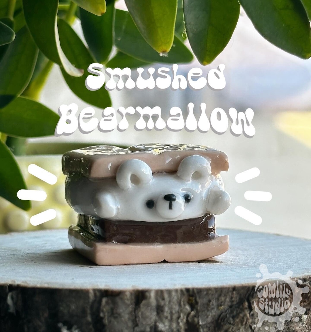 Smushed Bearmallow, the Smores Bear Clay Desk Friend - Etsy