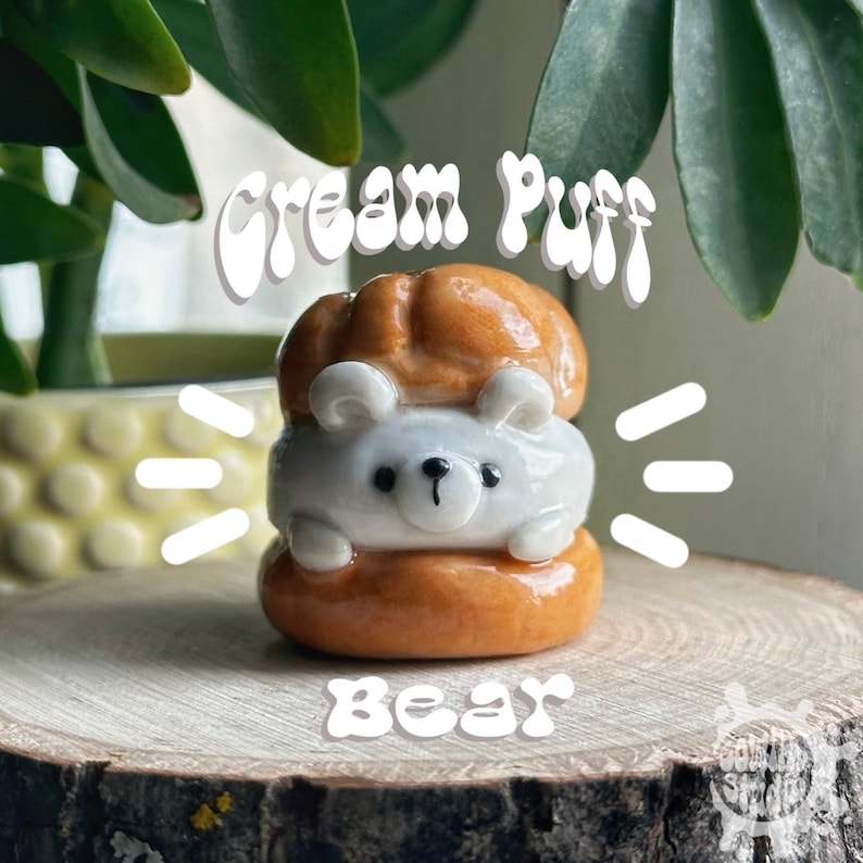 Vanilla Cream Puff Bear, the Pastry Polymer Clay Desk Friend - Etsy