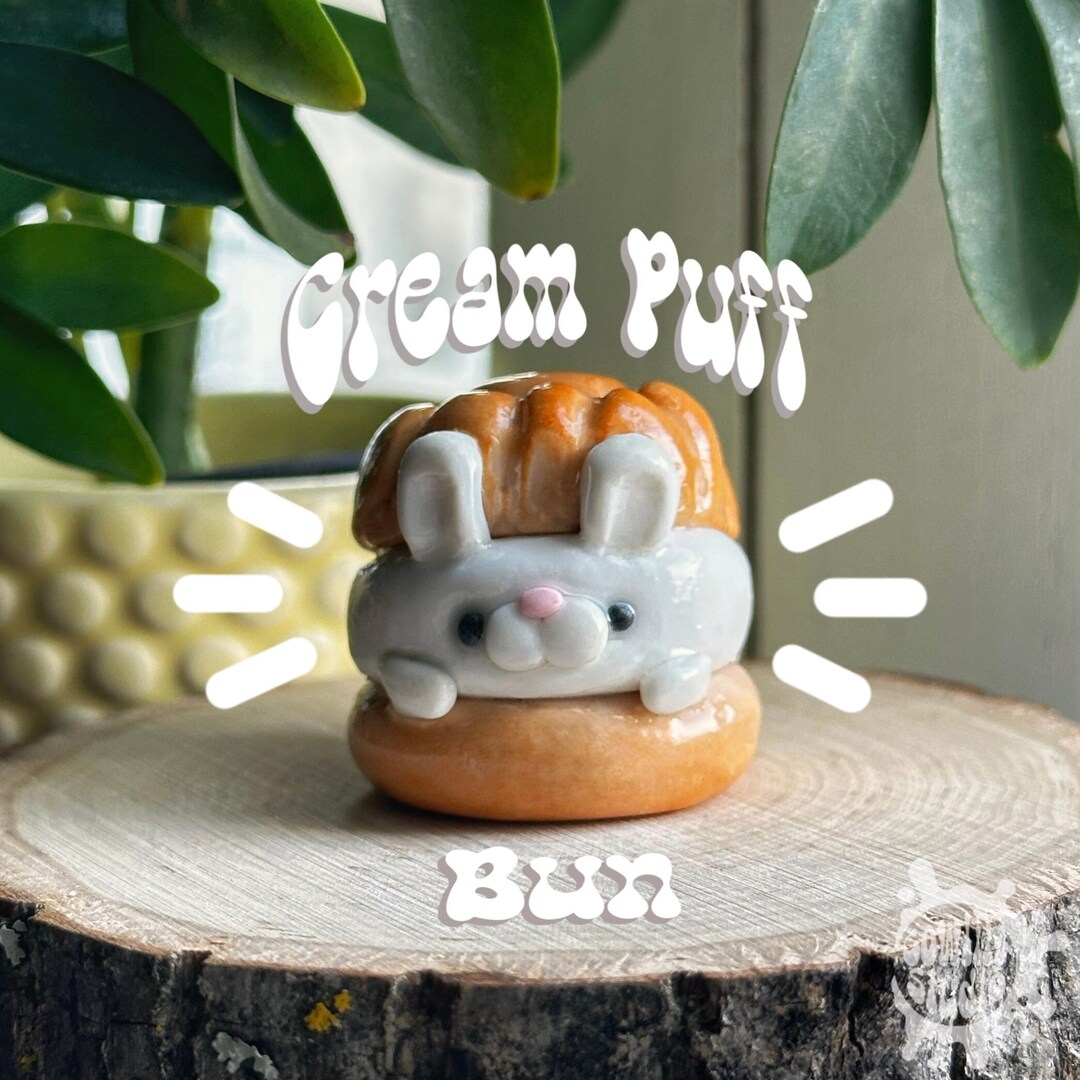 Vanilla Cream Puff Bun, the Pastry Polymer Clay Desk Friend - Etsy