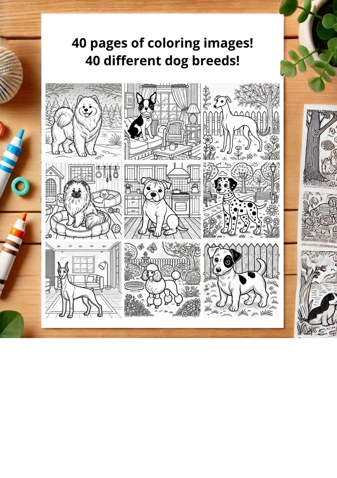 Dog Coloring Pages PDF With 40 Pictures for Dog Lovers - Etsy