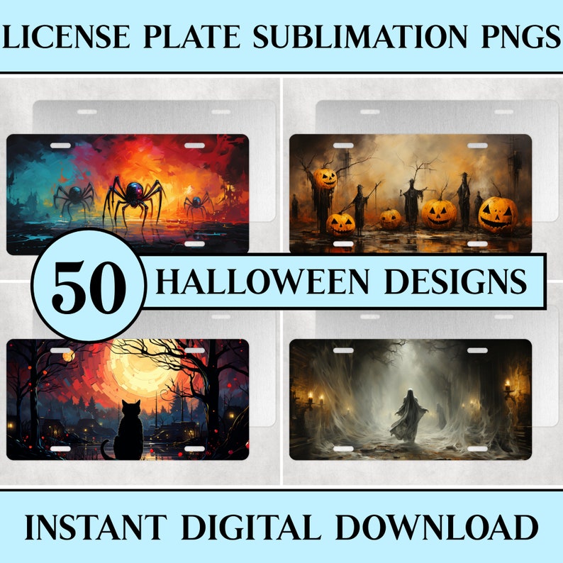 Halloween Horror License Plate PNG Designs Bundle, Spooky PNG File ...
