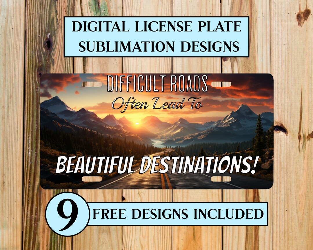 Road License Plate Wrap Design for Sublimation, Custom Mountain License ...