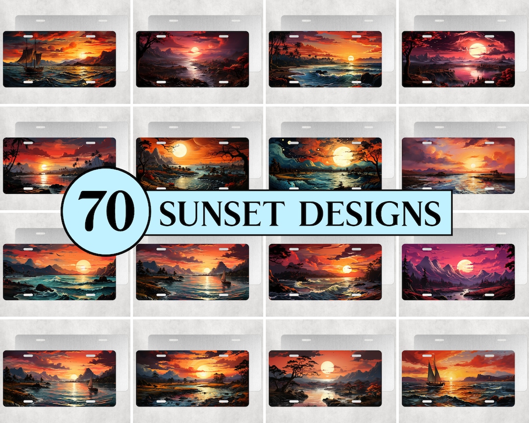 70 Sunset License Plate PNG Designs: Sublimation Bundle (digital ...