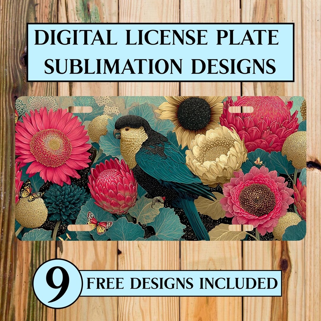 Floral Protea License Plate PNG: Cacti Flower Sublimation Design ...