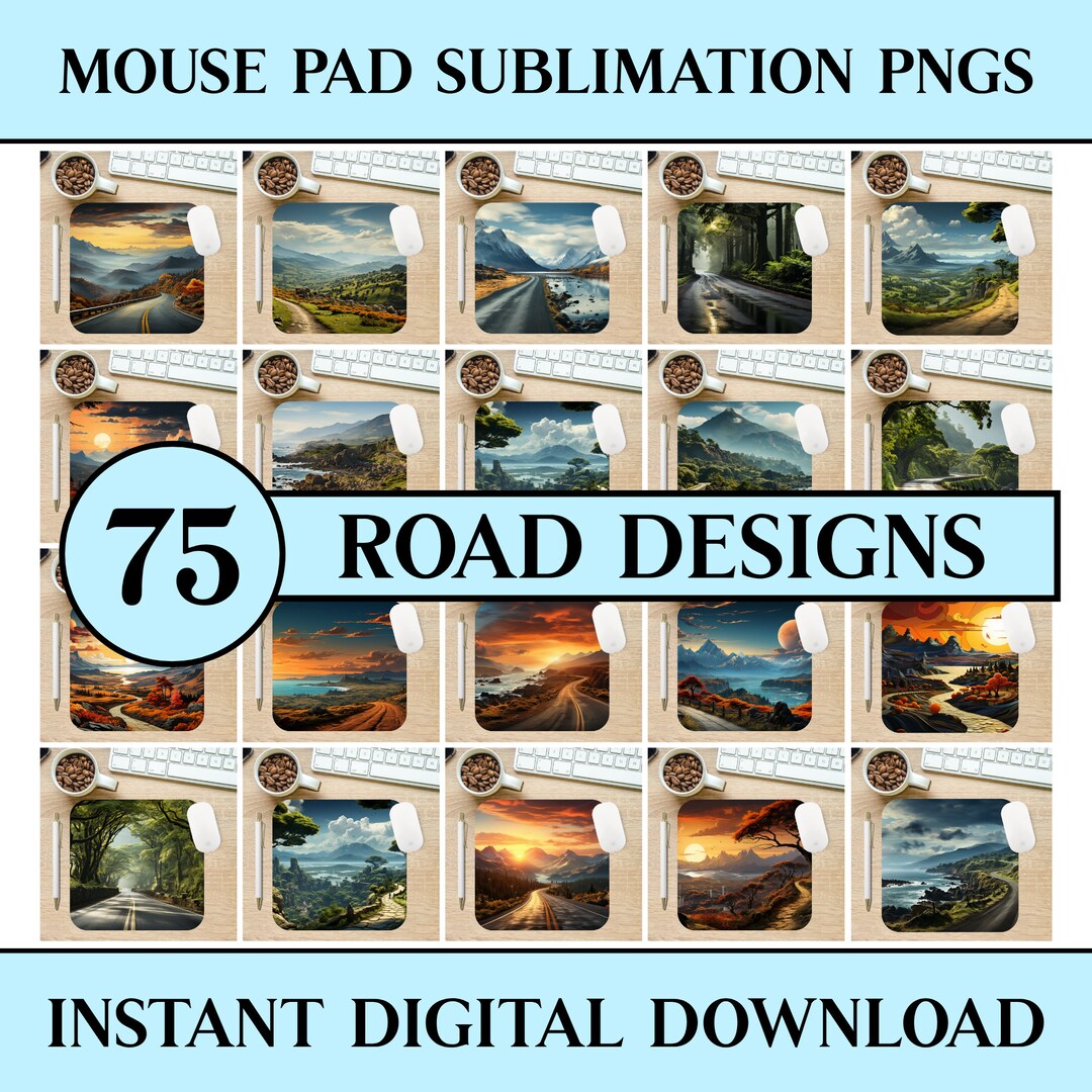 90 Road Mouse Pad Sublimation Designs Bundle, Highway Mouse Mat Wrap ...