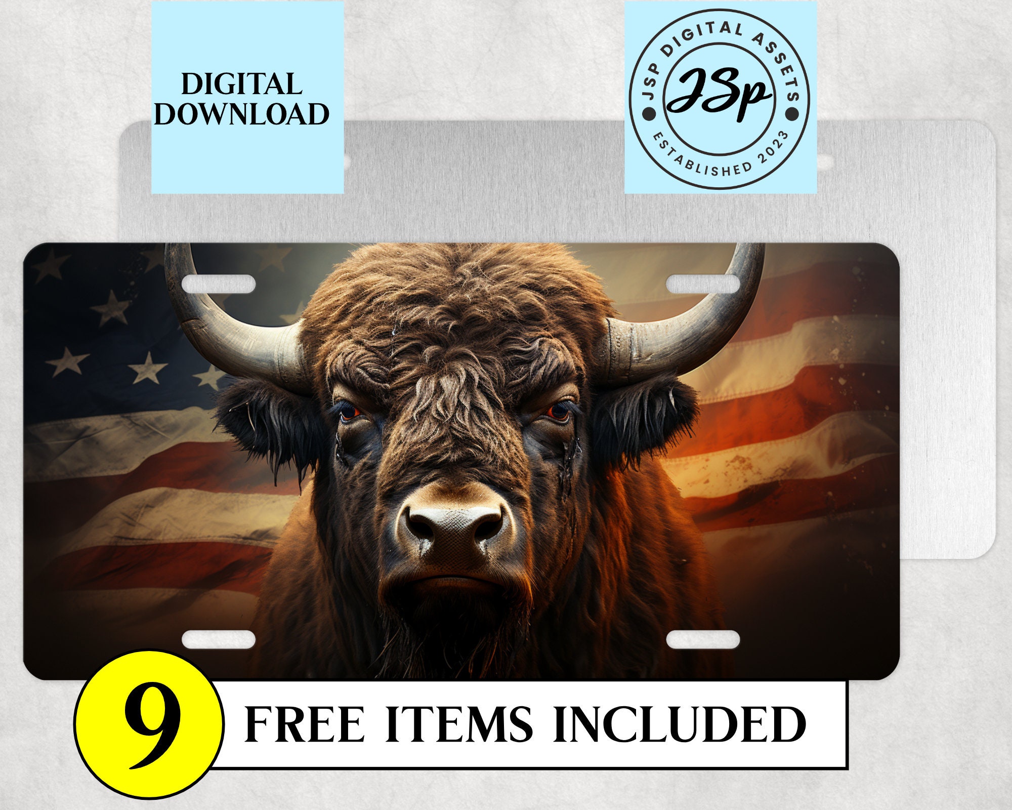 Hunting License Plate Wrap, Bison License Plate PNG, Western License ...