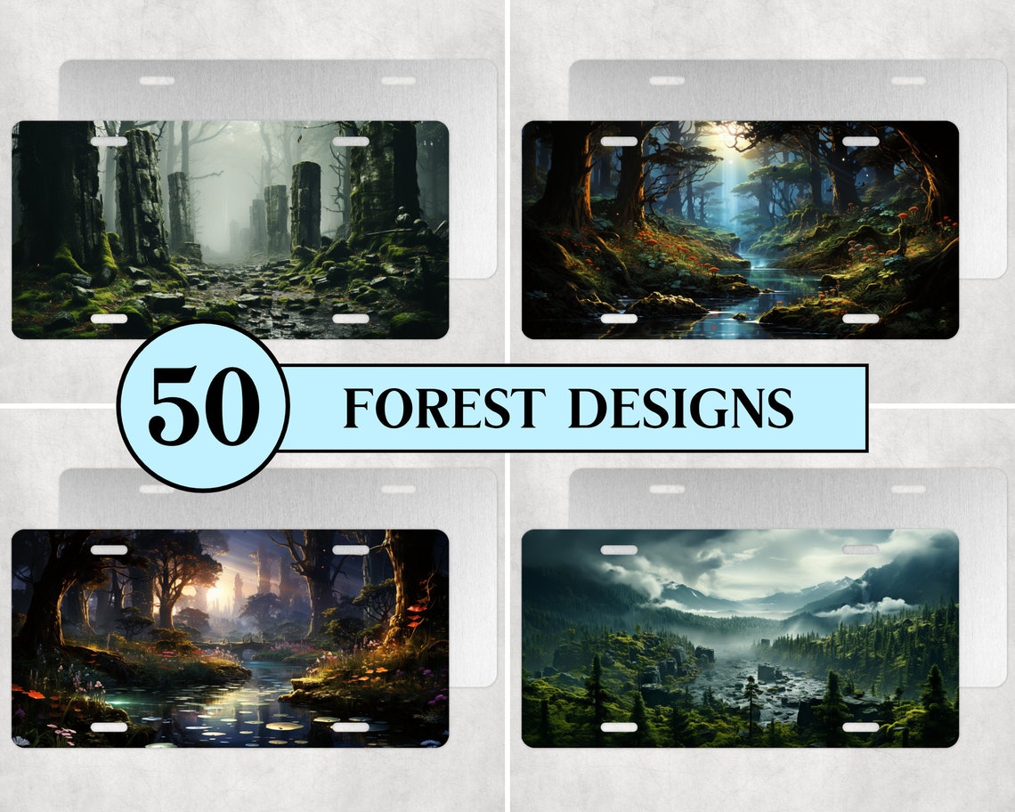 50 Forest License Plate Designs Bundle, Forest Car License Plate Wrap ...