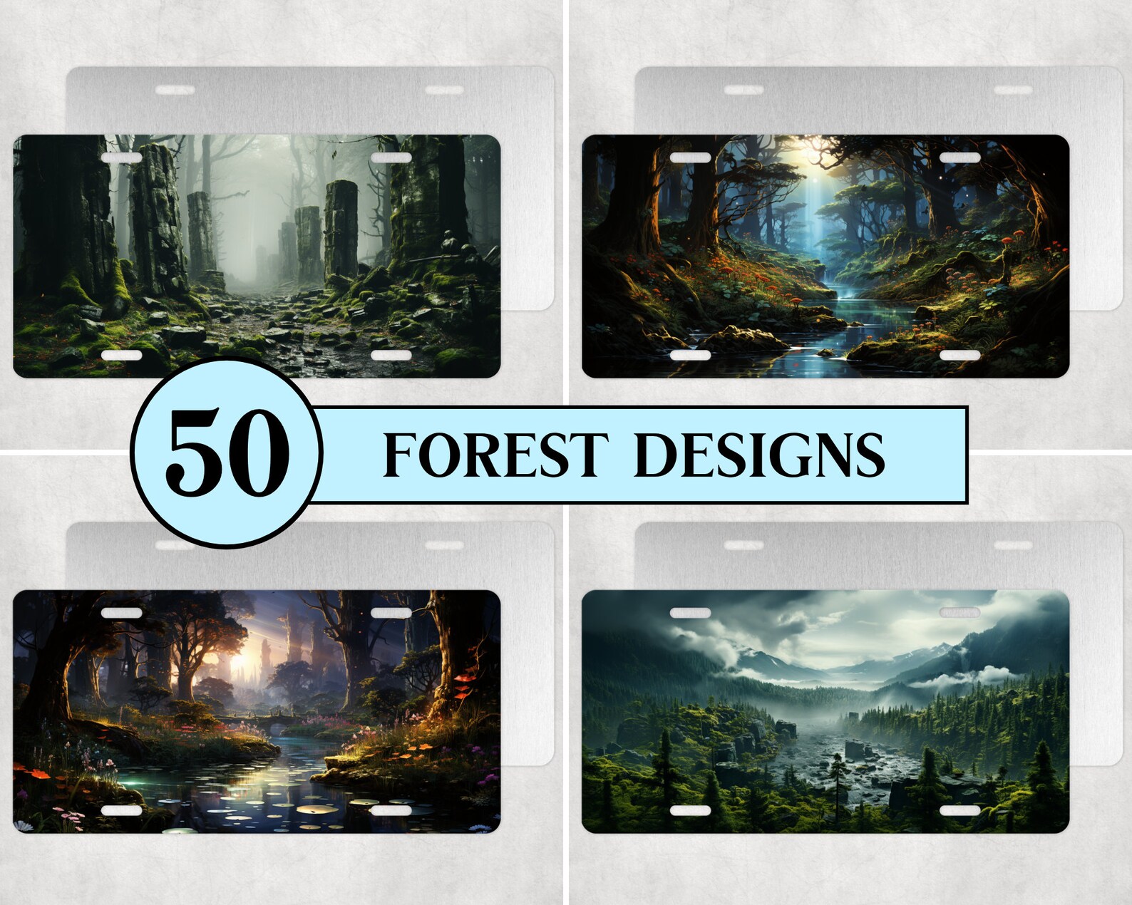 50 Forest License Plate Designs: Sublimation PNG Bundle (digital ...