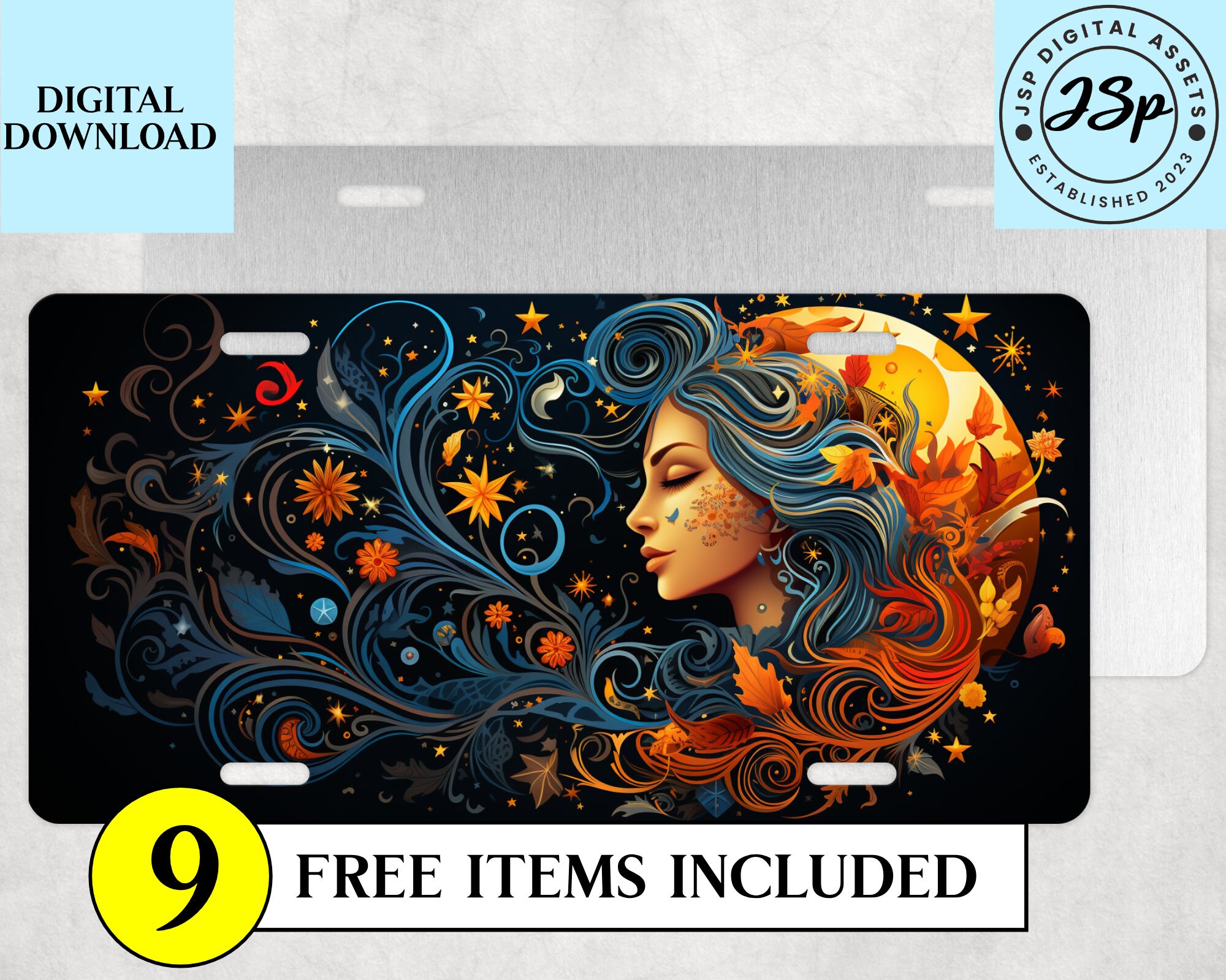 Celestial Sun License Plate PNG, Boho Sun License Plate Sublimation Png ...