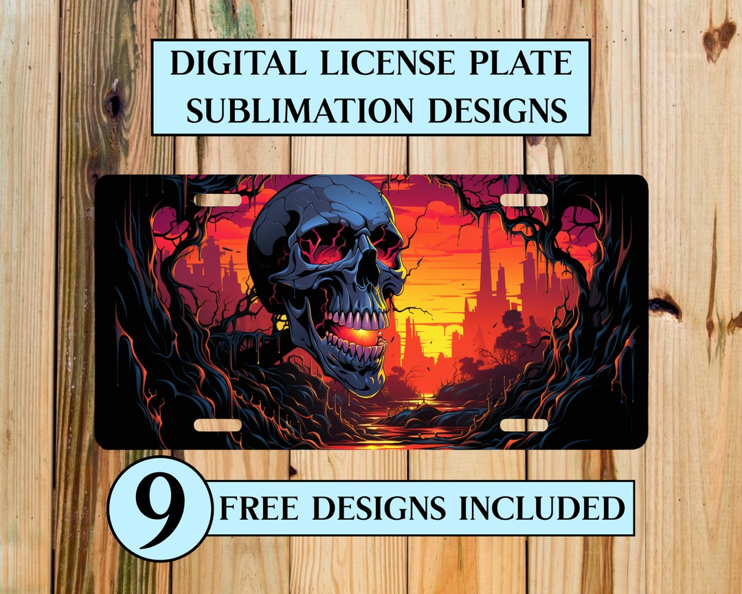 Skull License Plate PNG Sublimation Design, Custom Car License Plate ...