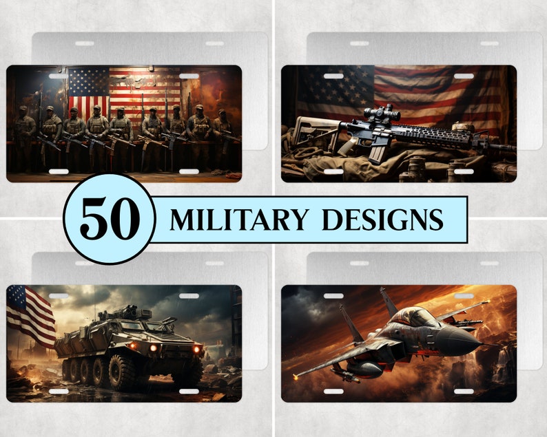 American Military License Plate Designs: Patriotic PNG Bundle (digital ...