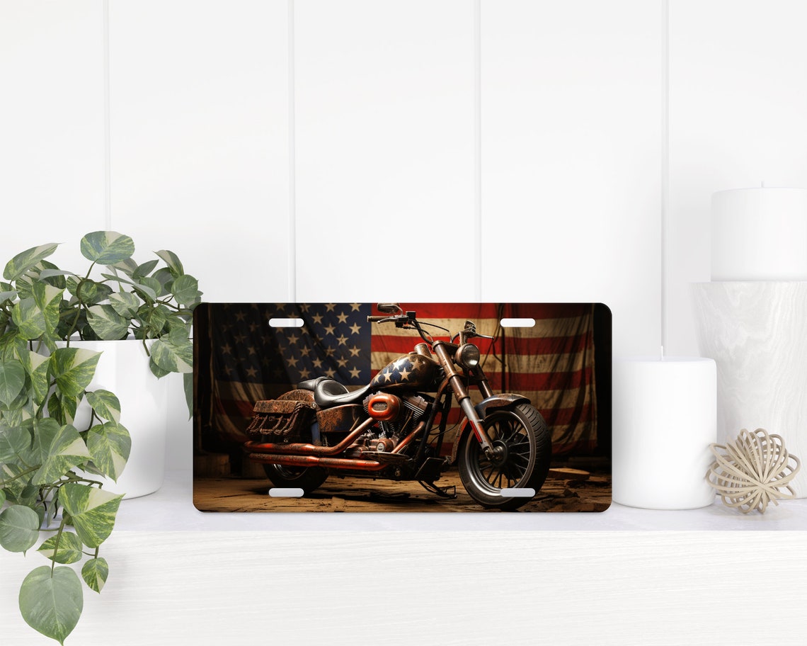American Flag Motorcycle License Plate PNG: Sublimation Design (digital ...