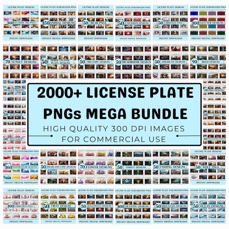 2000+ License Plate PNG Designs Mega Bundle (digital Download) - Etsy