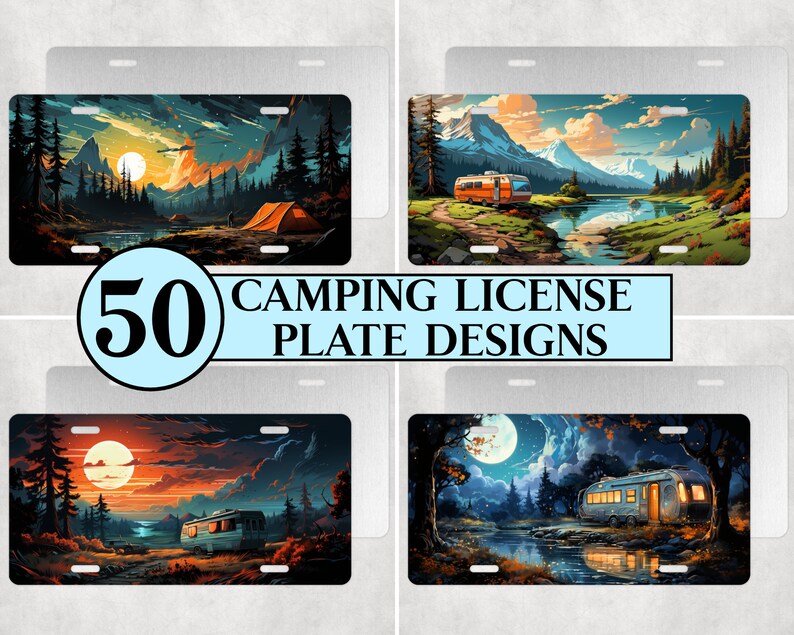50 Camping Life License Plate PNG Designs Bundle, Camping PNG File ...