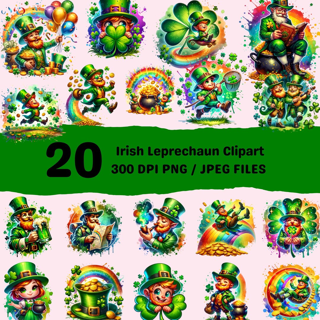 Leprechaun Clipart PNG, St Patricks Day JPEG, Watercolor Irish ...