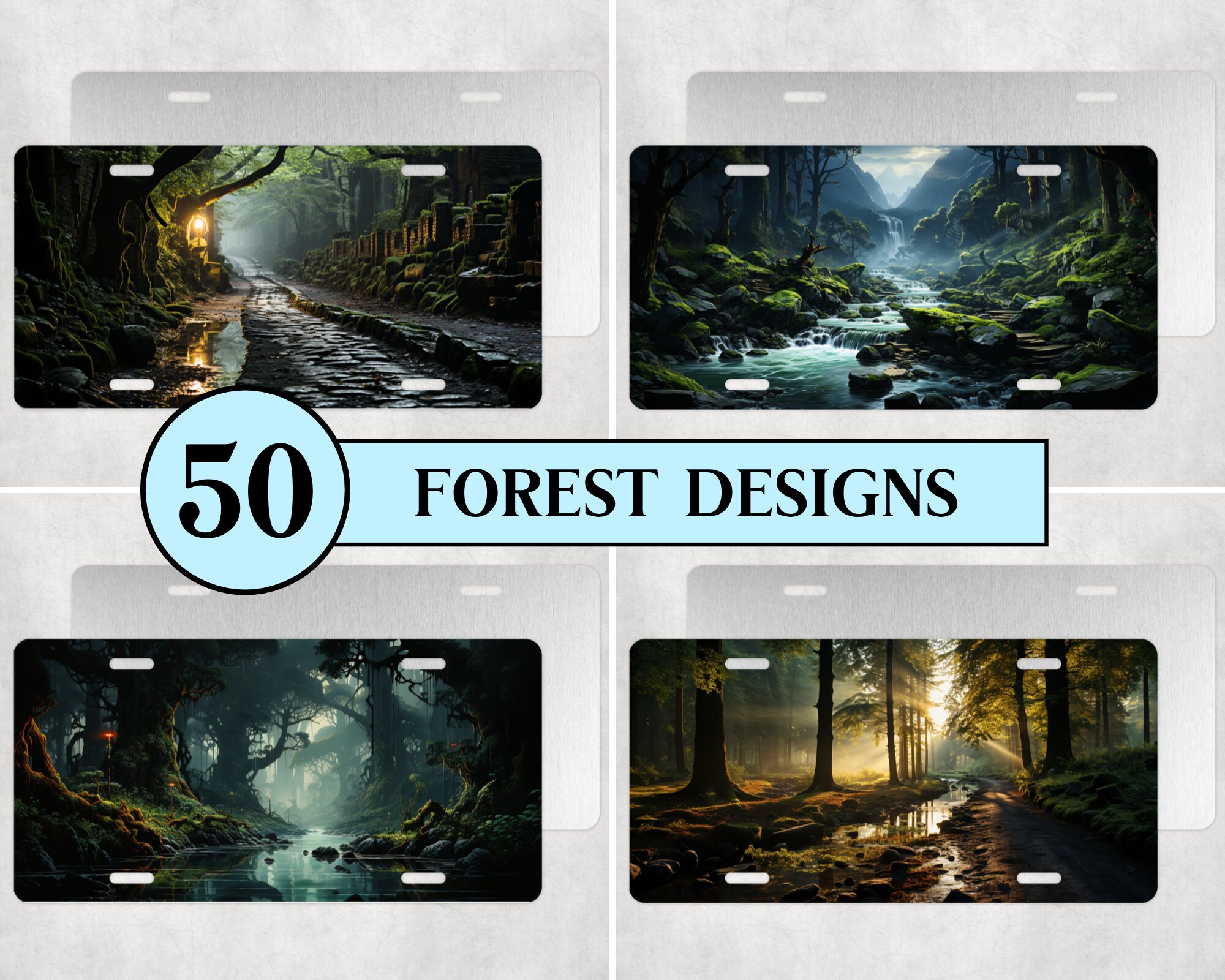 50 Forest License Plate Designs: Sublimation PNG Bundle (digital ...
