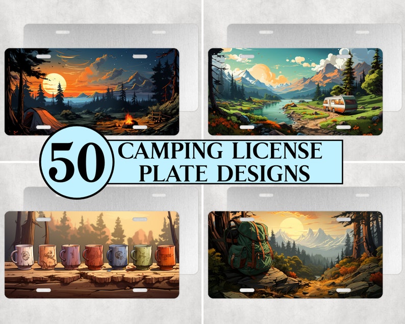 50 Camping Life License Plate PNG Designs Bundle, Camping PNG File ...