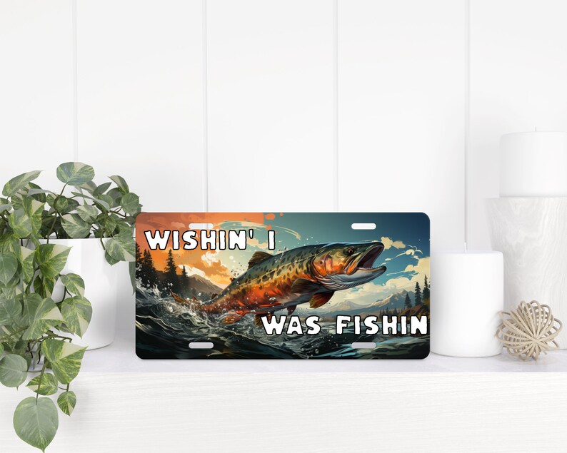 Fishing Fisherman License Plate Sublimation Design Digital Download PNG ...