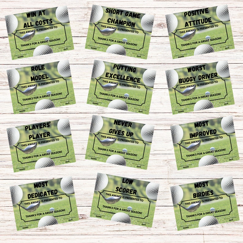 Editable Golf Award Certificates Award Ceremony Certificates - Etsy