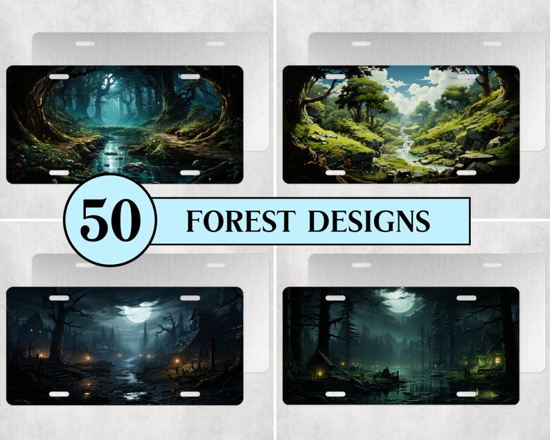 50 Forest License Plate Designs Bundle, Forest Car License Plate Wrap ...
