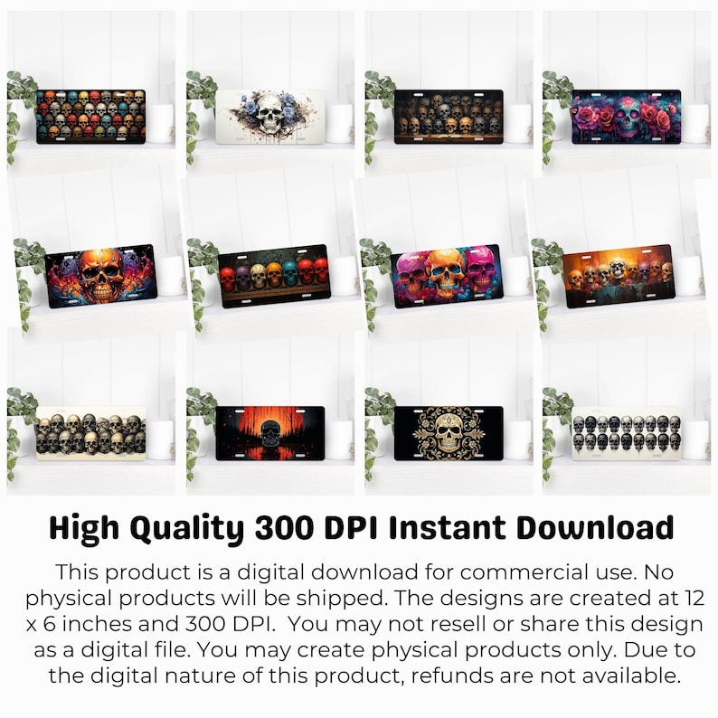 80 Skull License Plate PNG Designs: Halloween Horror Sublimation ...