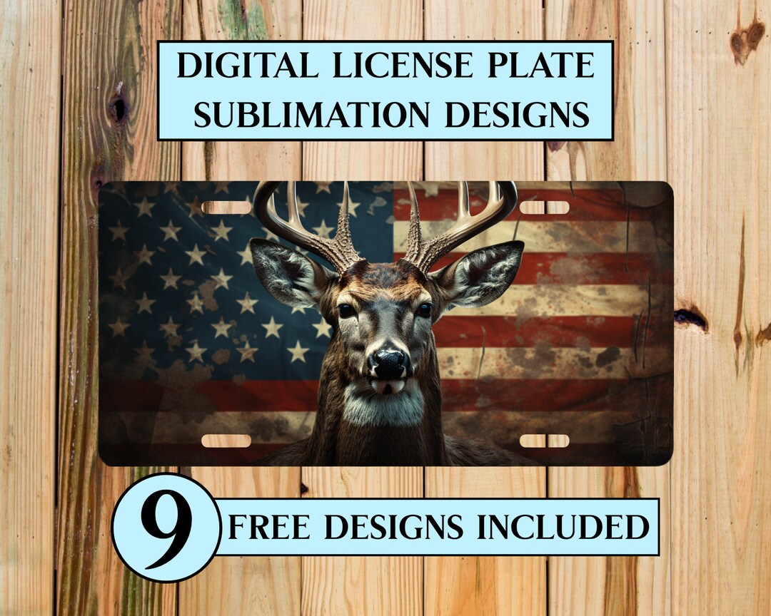 Deer Hunting American Flag License Plate PNG, Deer License Plate ...